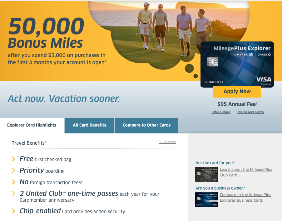 Chase United Explorer Rewards Card Offer from Chase