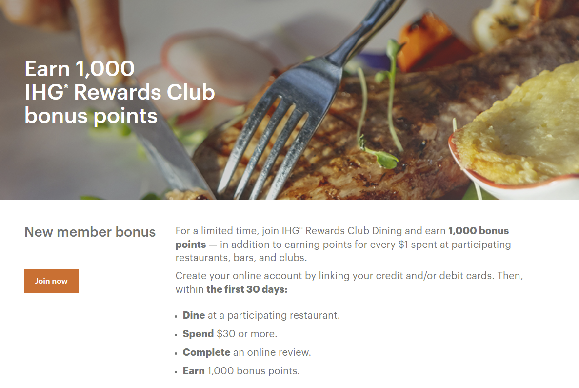 Hotel Dining Rewards Programs: New Member Bonuses