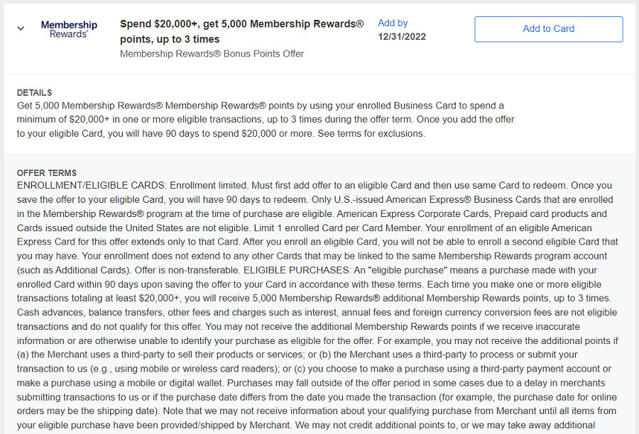 Amex Offers Bonus Membership Rewards Points for Big Spending