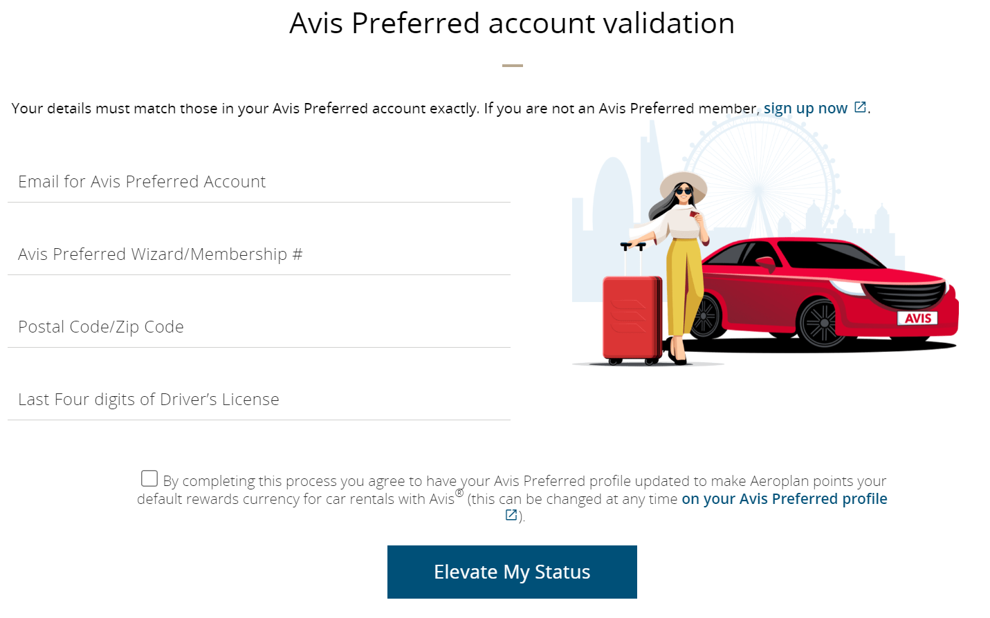 Avis Status Match for Air Canada Aeroplan Elites