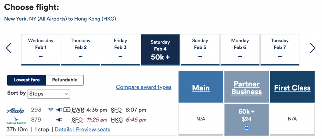 2023 Alaska Airlines Mileage Plan Award Chart Change