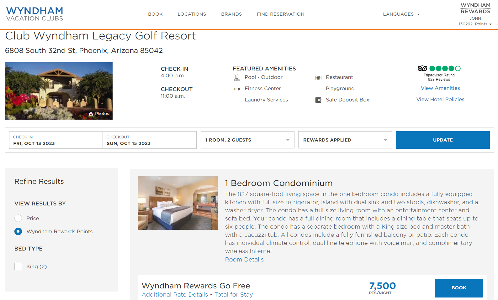 Book Wyndham Vacation Club Condos for 7,500 Points Per Night