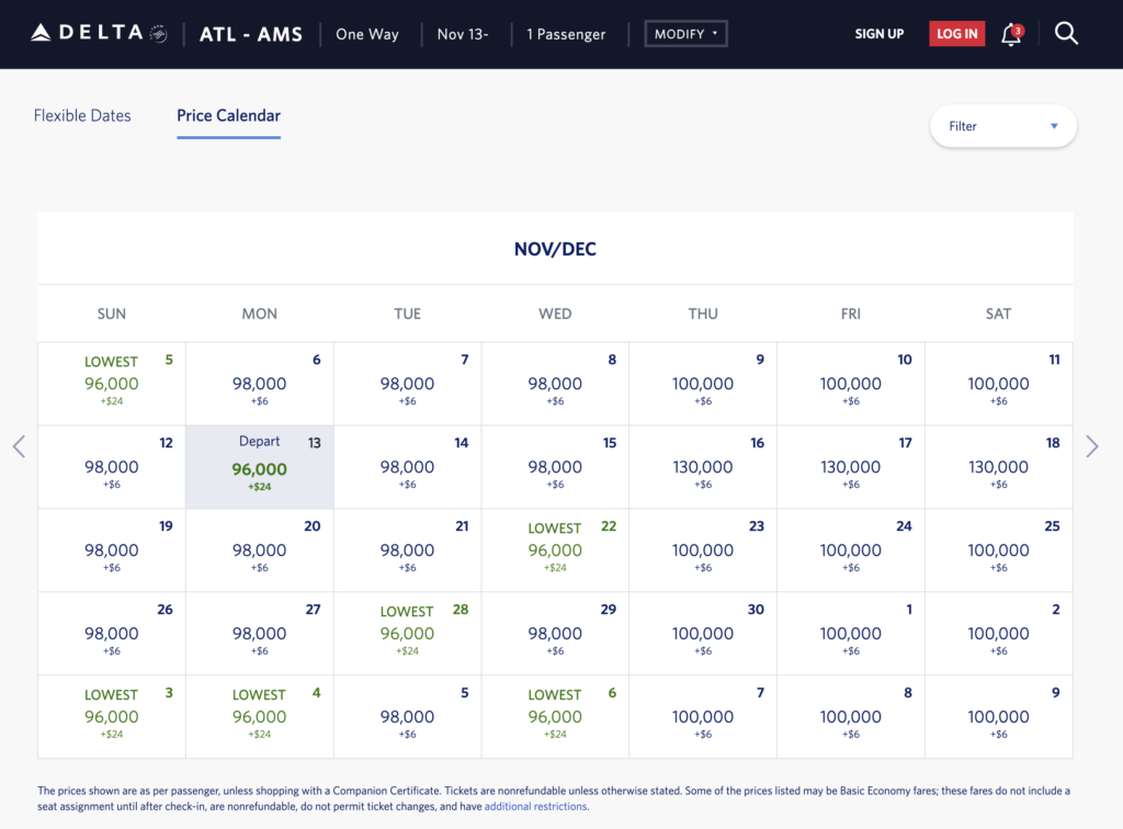 Delta Unofficial Award Chart: How Many SkyMiles You’ll Need
