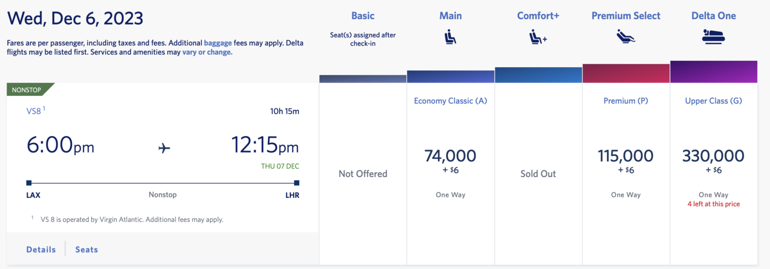 Delta Unofficial Award Chart: How Many SkyMiles You’ll Need