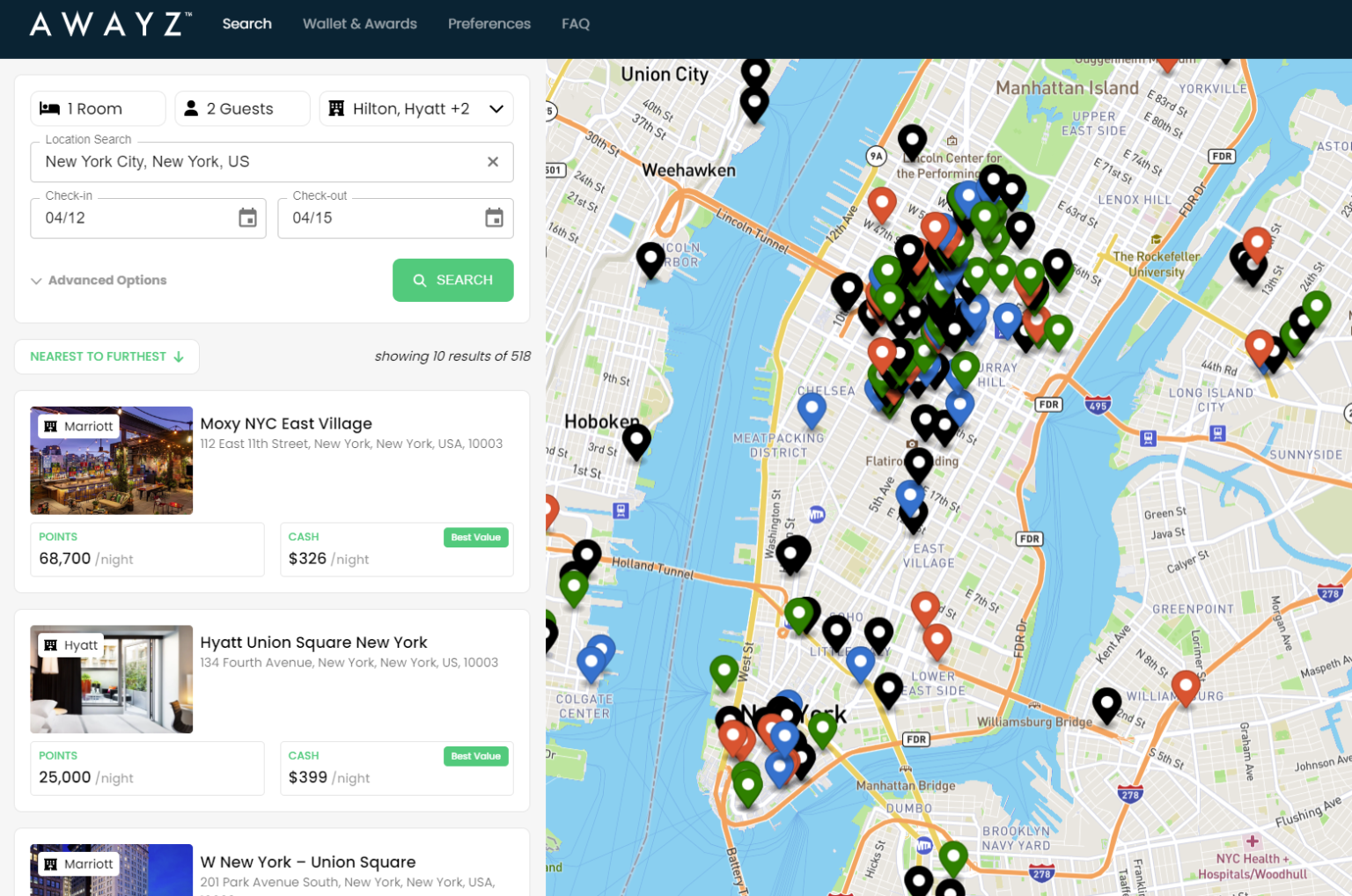 Bilt Launches In-App Hotel Award Search Tool Powered by Awayz