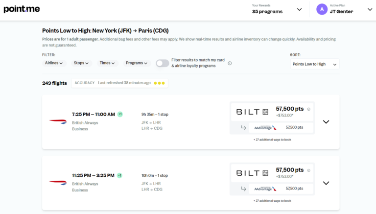 Point.Me QuickLook Tool Shows Award Availability in Seconds