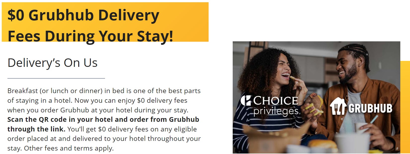 How to Get Free Grubhub Delivery at Choice Hotels