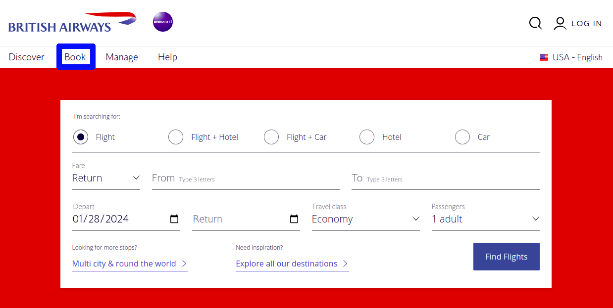 How To Search and Book British Airways Avios Flights
