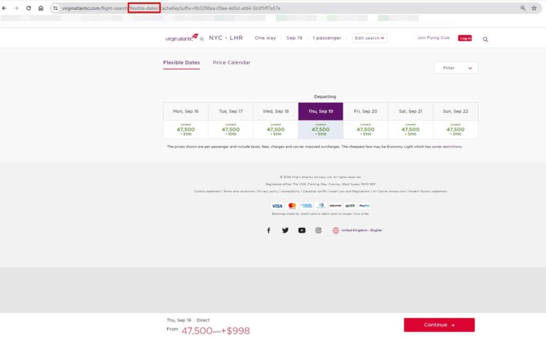How To Find the Virgin Atlantic Award Calendar Search