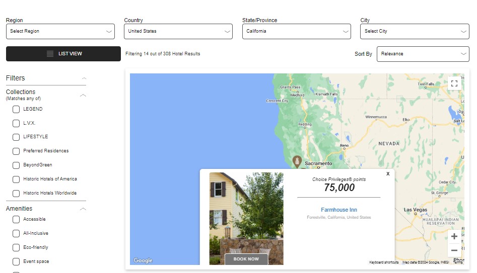 Find Preferred Hotel Availability Using Choice Points