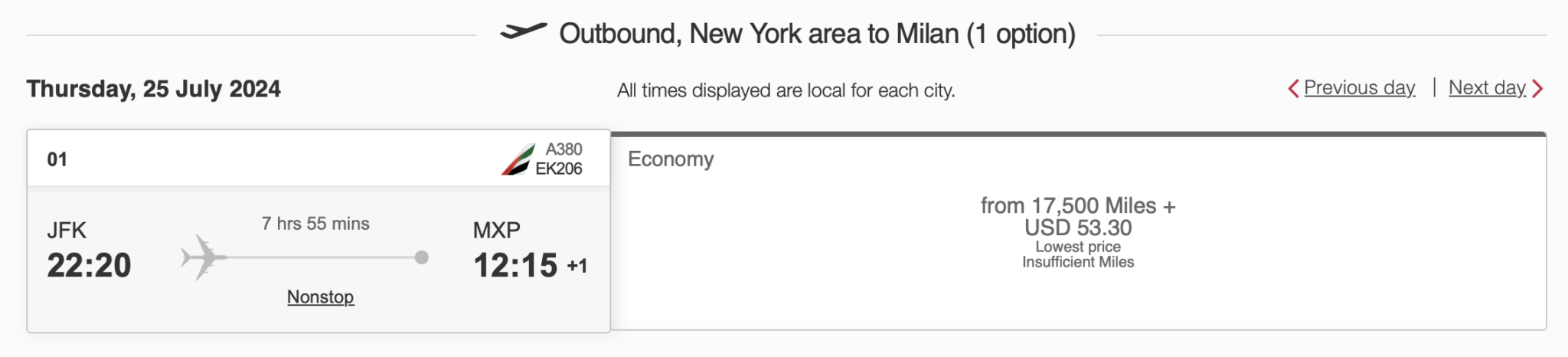 Emirates Slashes Economy Award Pricing up to 55%