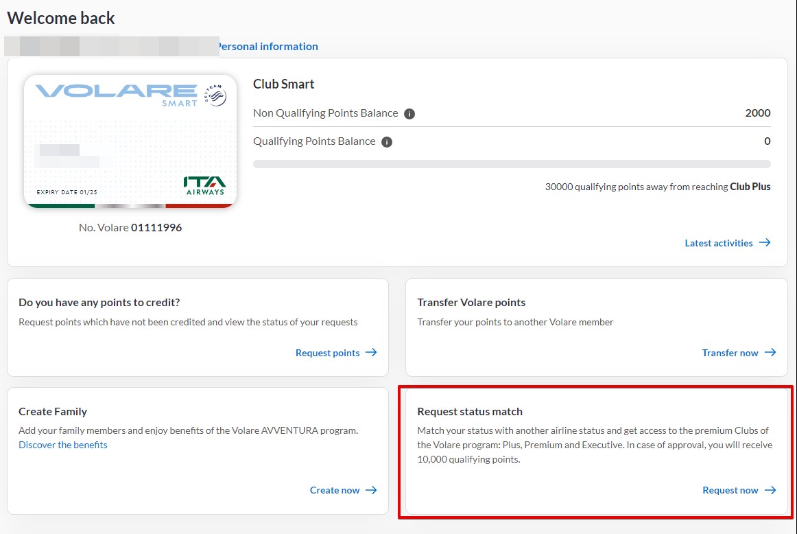 ITA Volare Status Match: Get SkyTeam Elite Status Through 2025
