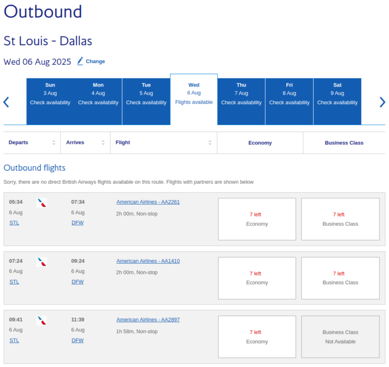 How To Search and Book British Airways Avios Flights