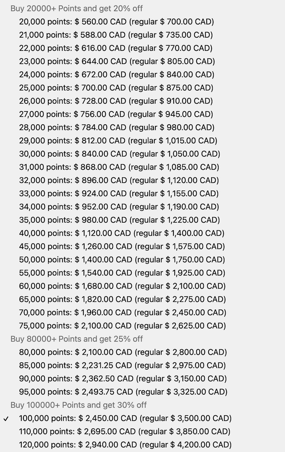 Buy Air Canada Aeroplan Points With a 30% Discount (1.78¢ Each)