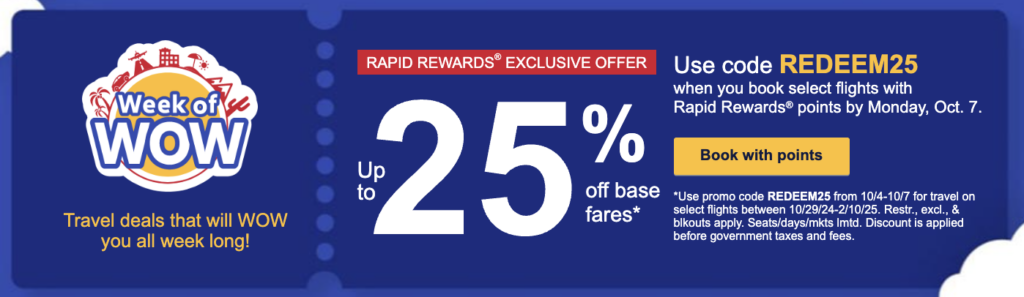 Use this Southwest Promo Code to Save 25% on Award Flights