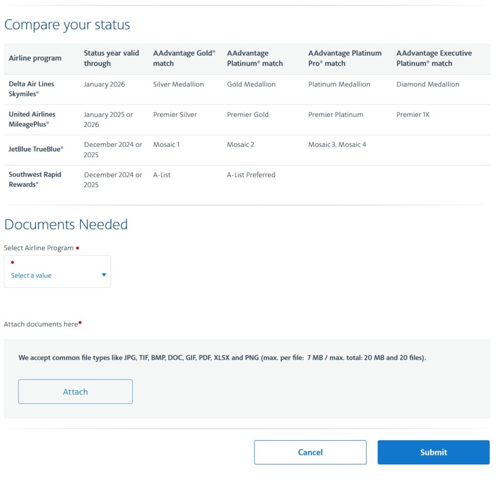 AAdvantage Instant Status Pass: American Airlines Status Match