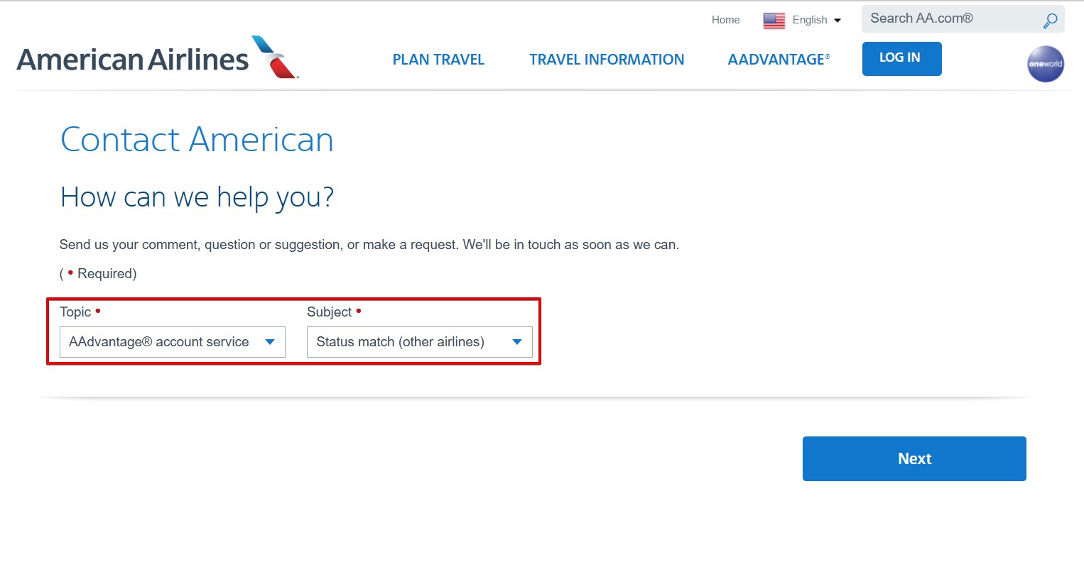 AAdvantage Instant Status Pass: American Airlines Status Match