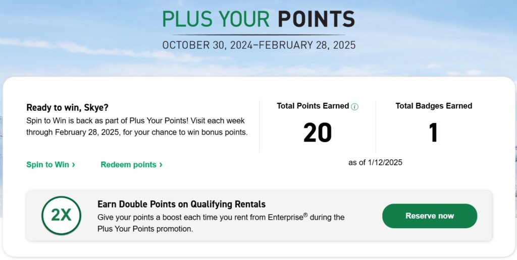 Enterprise Plus Your Points Promotion Returns for 2025