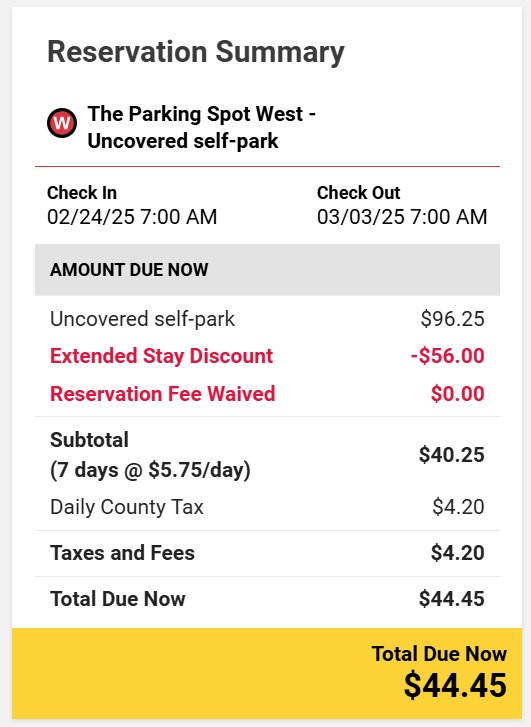 Final Spot Savings Month Promotion: Save 30% Off Airport Parking