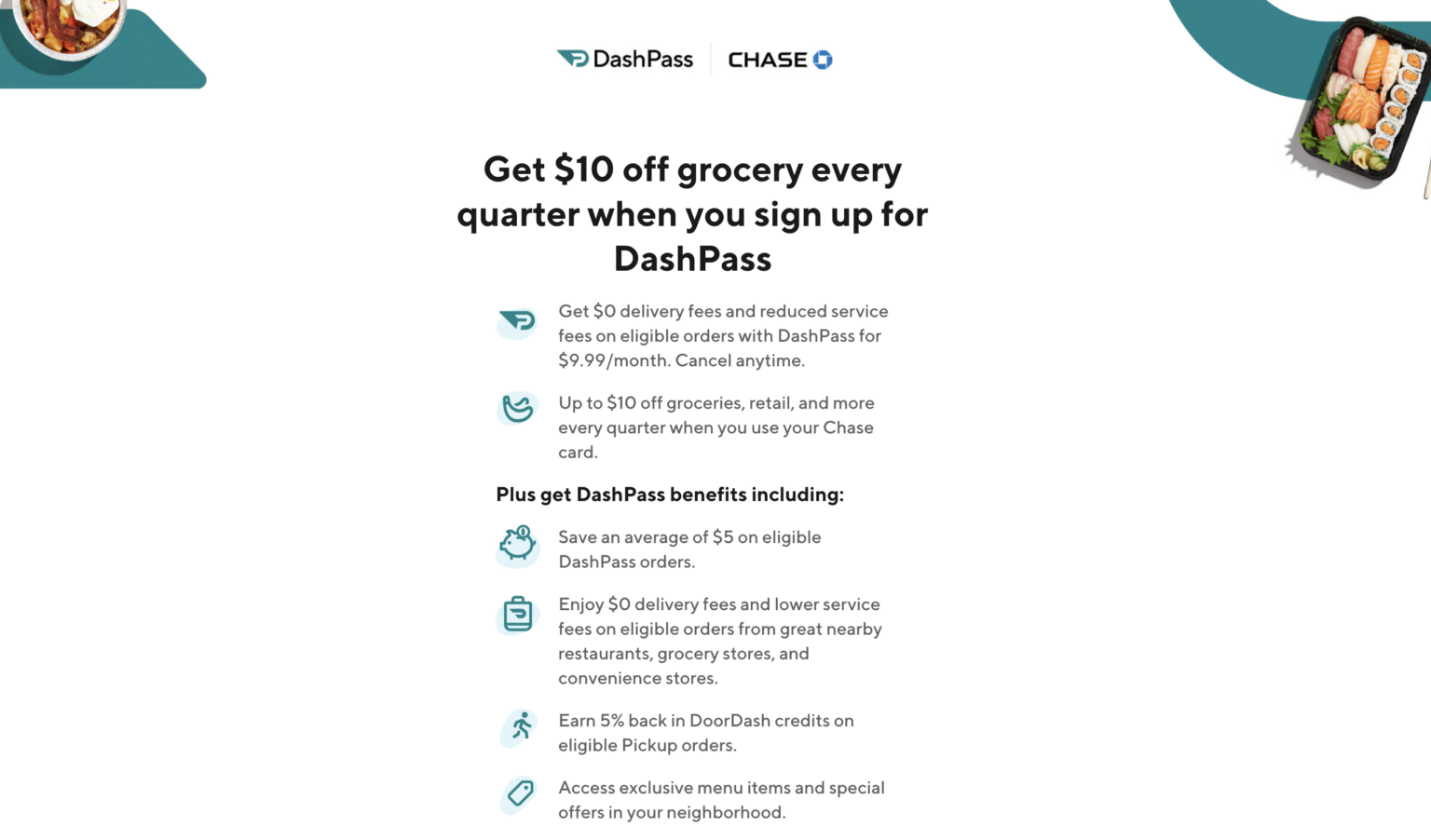 Free DoorDash DashPass, Plus Monthly Credits via Chase Cards