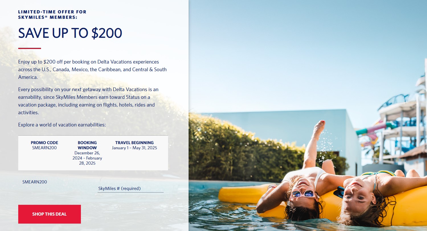 Delta Vacations Promotion: Save Up to $200 With a Promo Code
