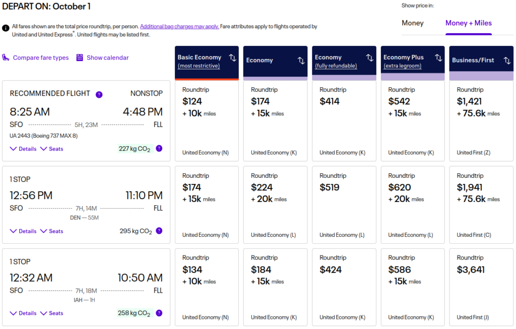 United Money + Miles Option: Redeem Miles for Paid United Flights
