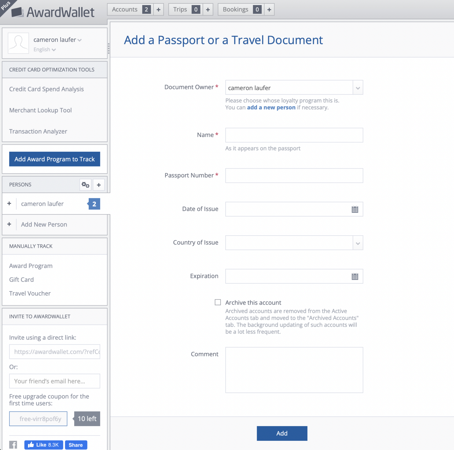 How to Track Your Passport Details Using AwardWallet