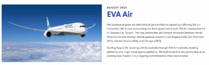 Southwest Adds Its Third Partner Airline: EVA Air