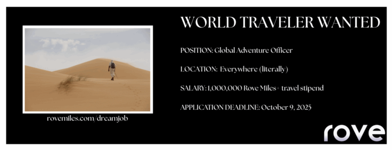 Rove Miles Promotions: Sign-Up Bonus, Million-Mile Travel Stipend