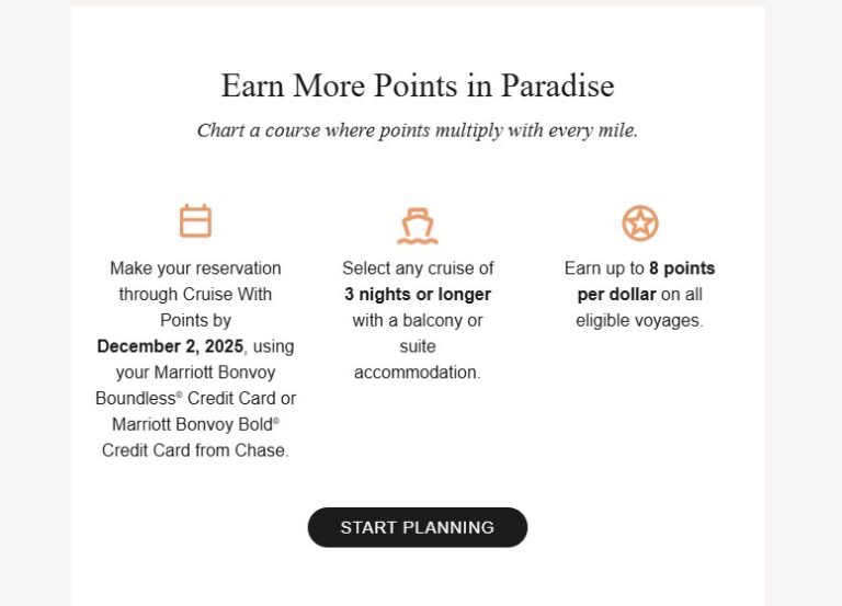 Marriott Cruise with Points Promotion: Earn up to 8X Points