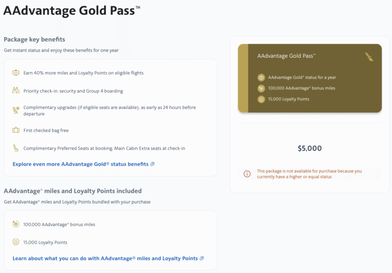 American Airlines Launches 'AAdvantage Gold Pass'... for $5,000!