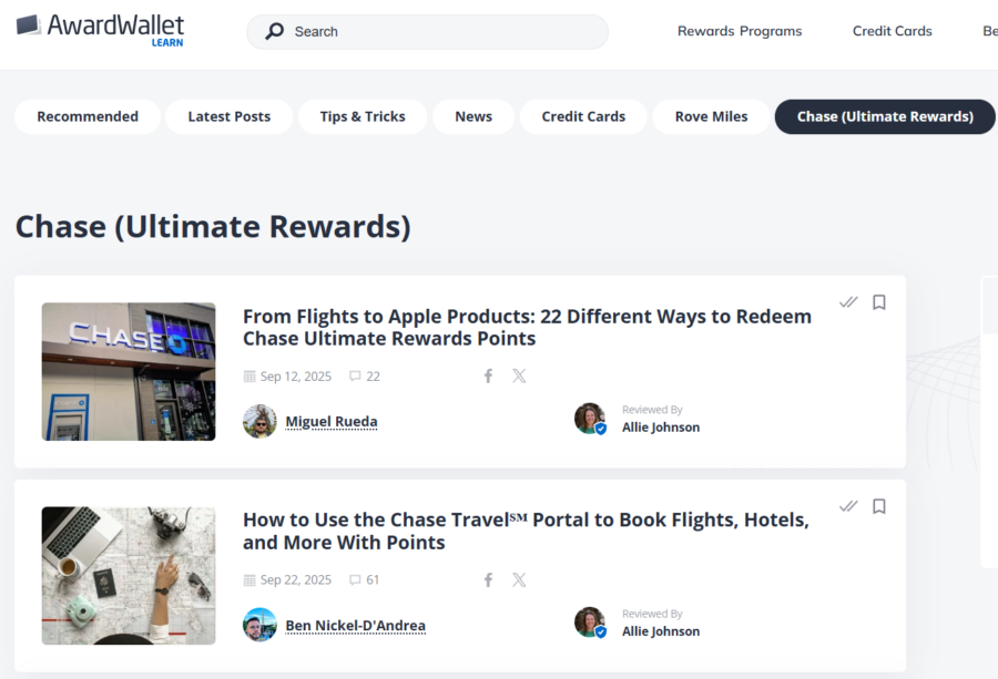 AwardWallet Learn: How to Navigate the New Site Design