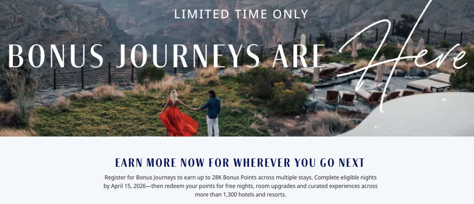 Hyatt Bonus Journeys 2026 Promotion: Earn up to 28,000 Points