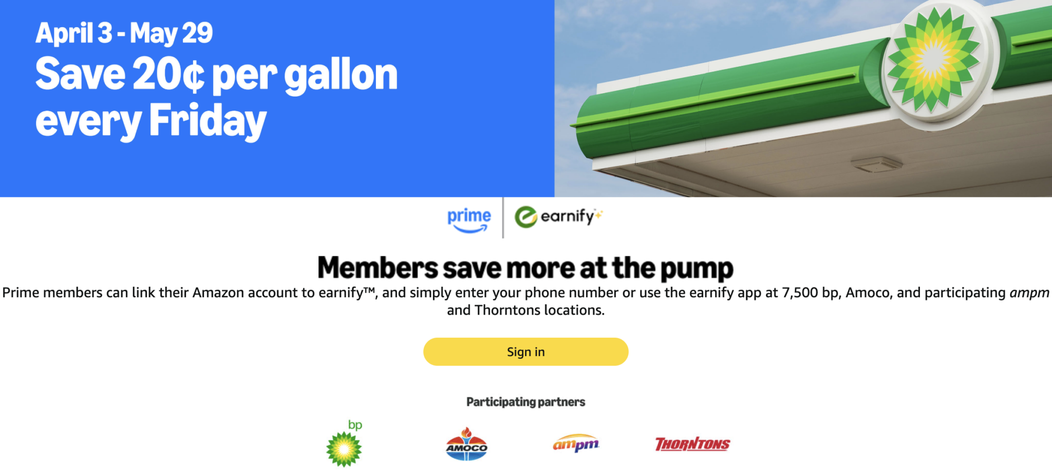 Amazon Prime Members: Save 20¢ per Gallon of Gas on Fridays
