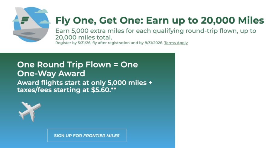 Frontier Airlines Promotion: Earn up to 20k Bonus Miles